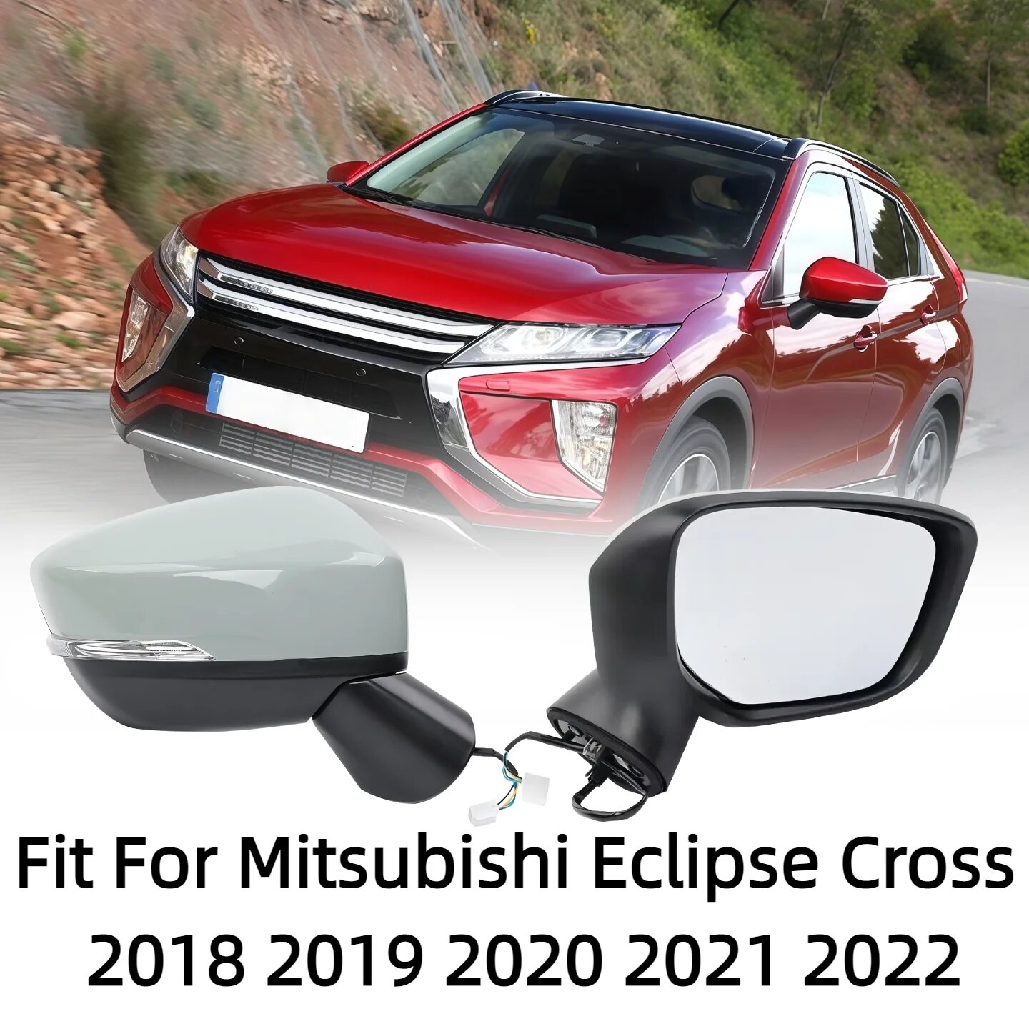 Автомобильное крыло, боковое наружное зеркало в сборе, зеркало заднего вида для Mitsubishi Eclipse Cross 2018 2019 2020 2021 2022 5 контактов без камеры left Unpainted