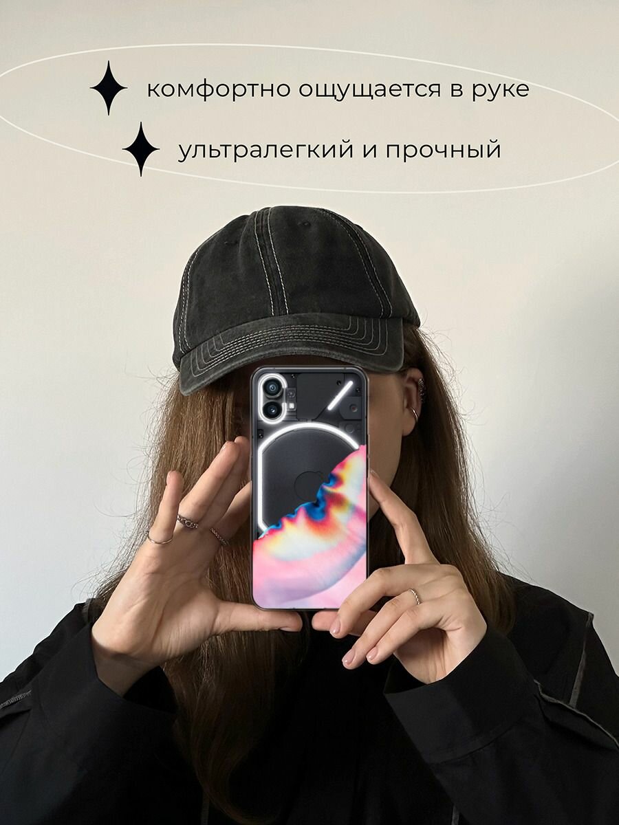 Чехол на Nothing Phone 1 / Нафинг Фон 1 с принтом Розовая акварель, прозрачный — фото 1