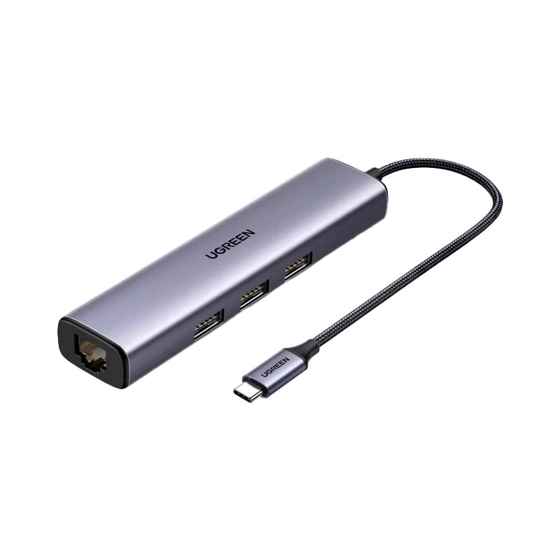 Сетевые карты UGREEN type-c to gigabit + usb30, алюминиевый корпус, цвет: 20920