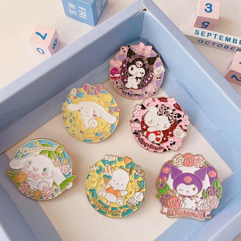 MINISO Металлический значок Sanrio Kuromi, милая брошь JK, дизайнерская булавка для одежды, детская медаль для украшения