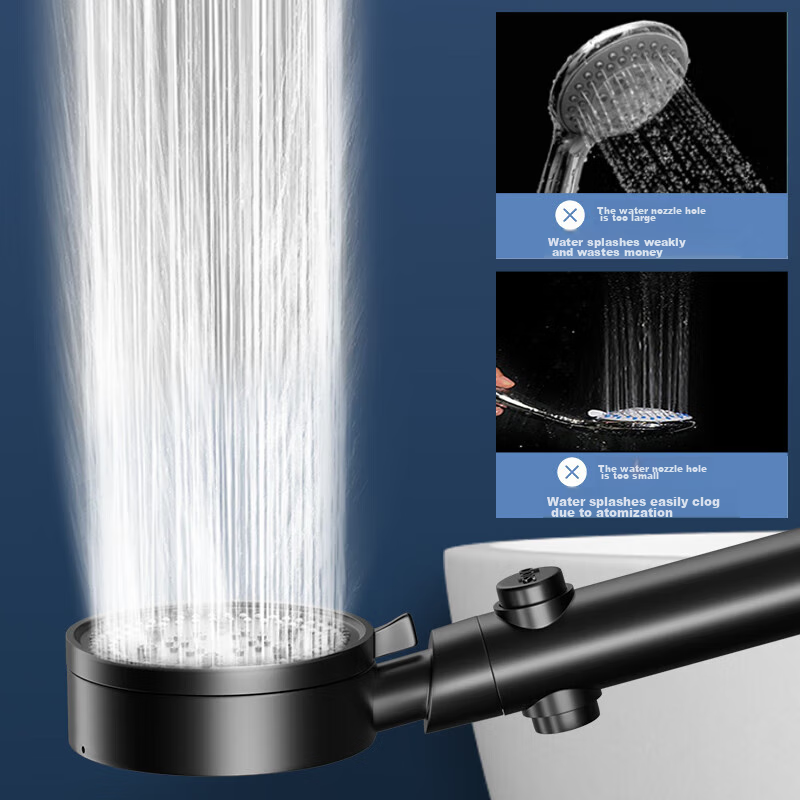 Muvi Shower Pressure-Boosting Shower Head Set, Bathroom Bathing High-Pressure Handheld Shower Head, Universal Three-Piece Set