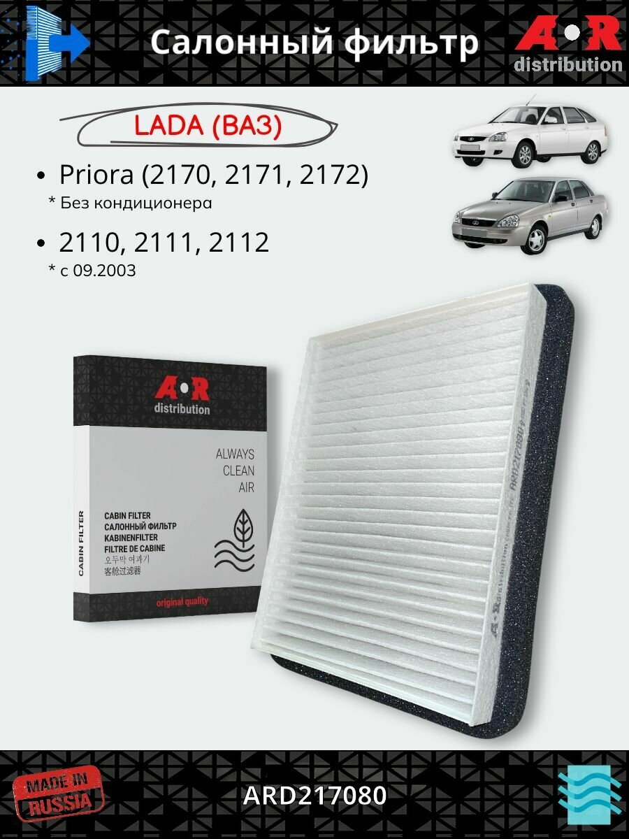 Салонный фильтр Лада Приора без кондиционера, ВАЗ 2110 2111 2112, Lada Priora 2170 / 21110812202082