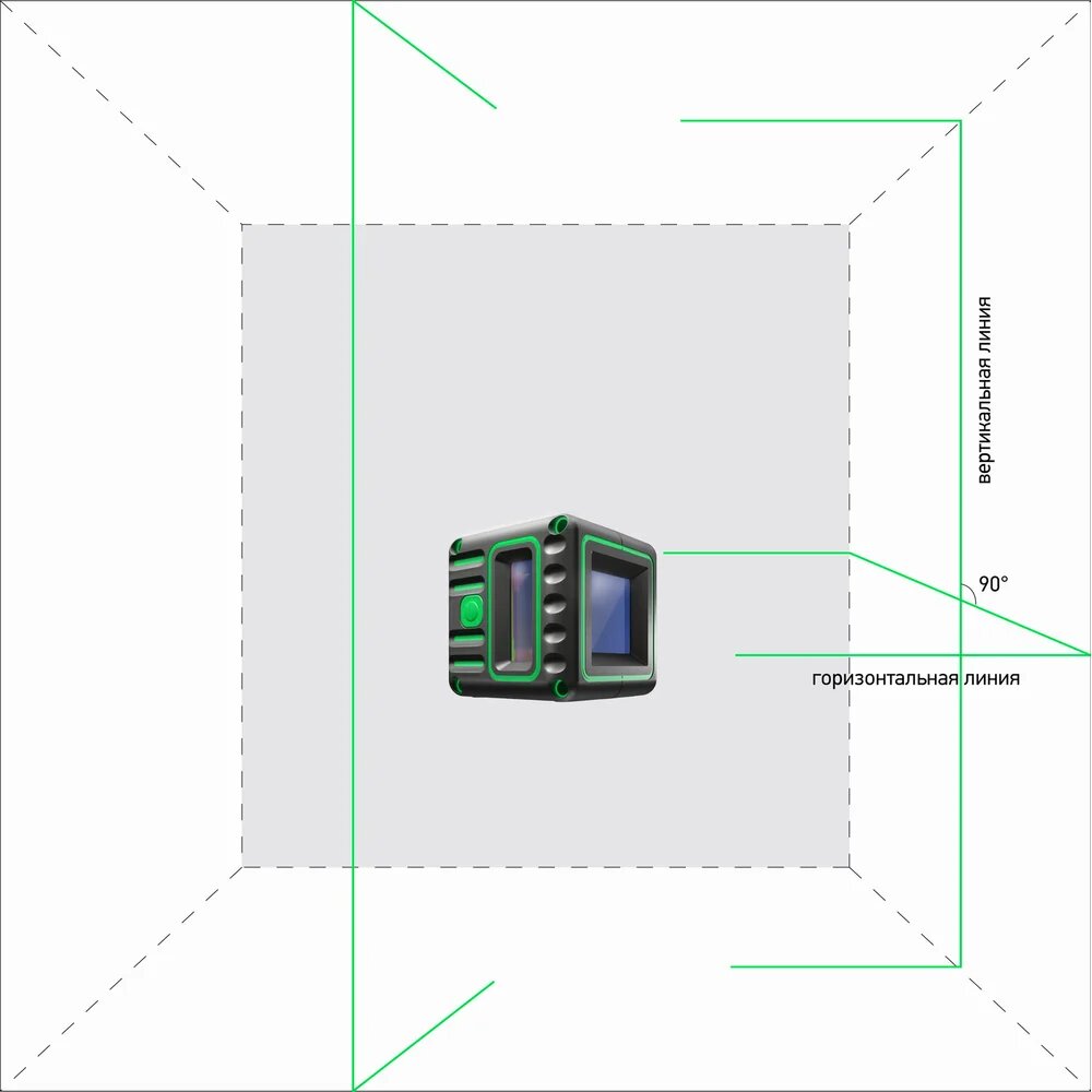 Лазерный уровень ADA CUBE 3D GREEN, зеленый луч, 40 м, 3 луча, точность 0,2 мм/м — фото 1