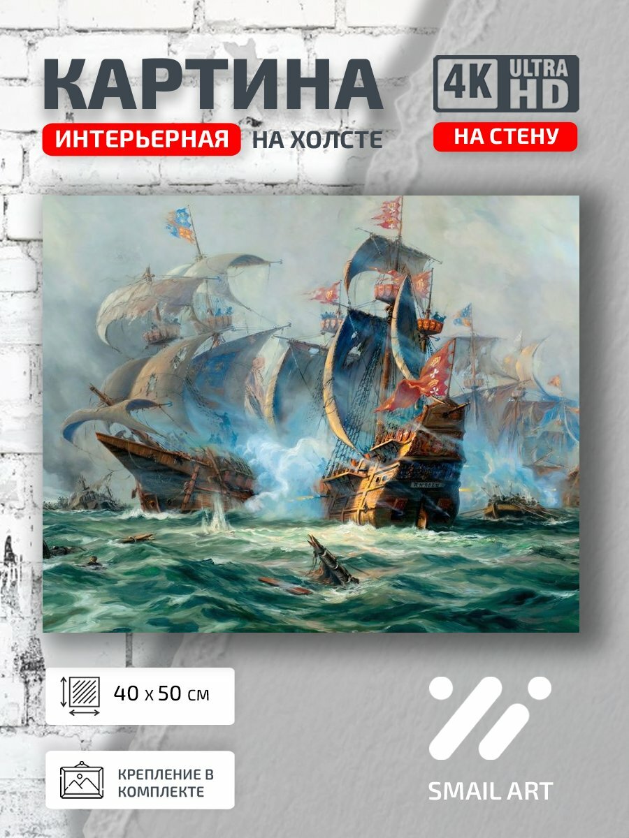 Картина на холсте интерьерная 40 на 50 на стену Парусами Animal для кафе animal style декор