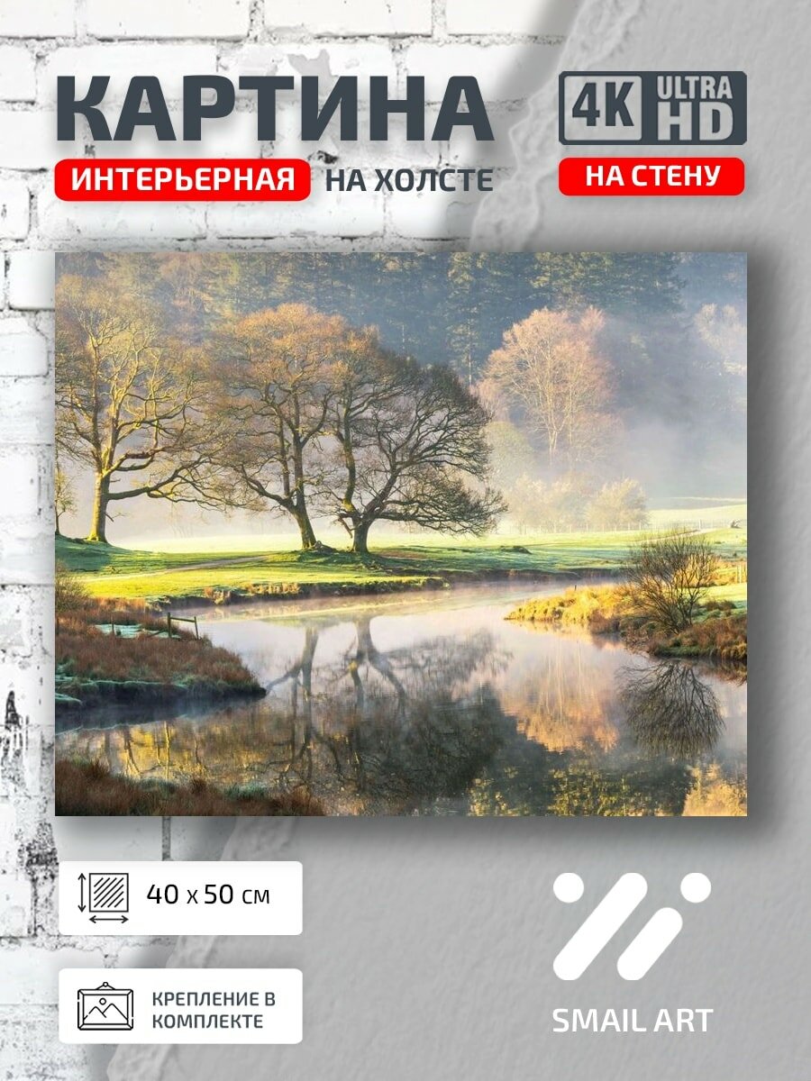 Картина на холсте интерьерная 40 на 50 на стену реки Братей для кабинета пейзаж