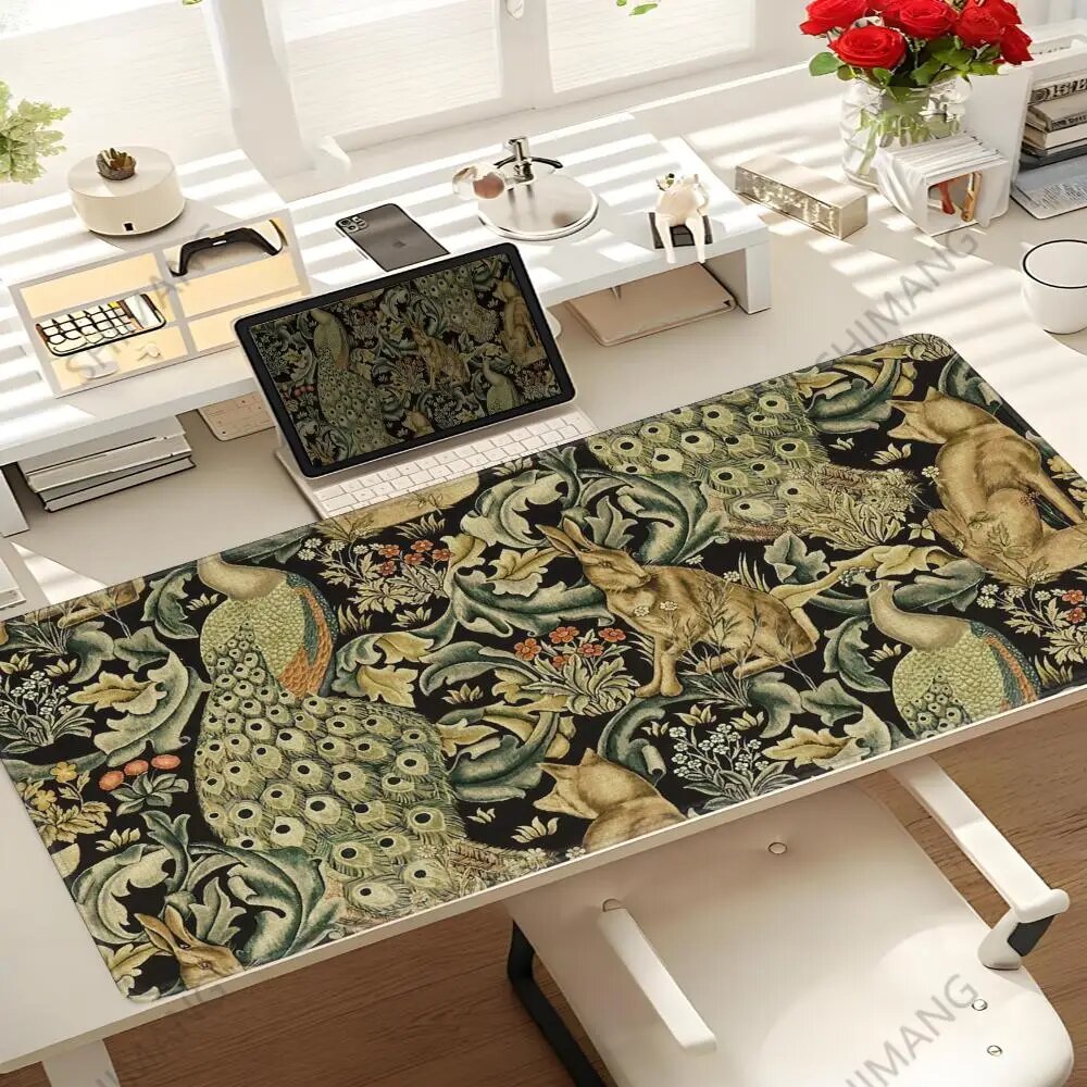 Xxl коврик для мыши 900x400 William Morris компьютерный стол игровой ПК аксессуары для настройки геймерский настольный коврик коврик для мыши аниме большие коврики для офиса