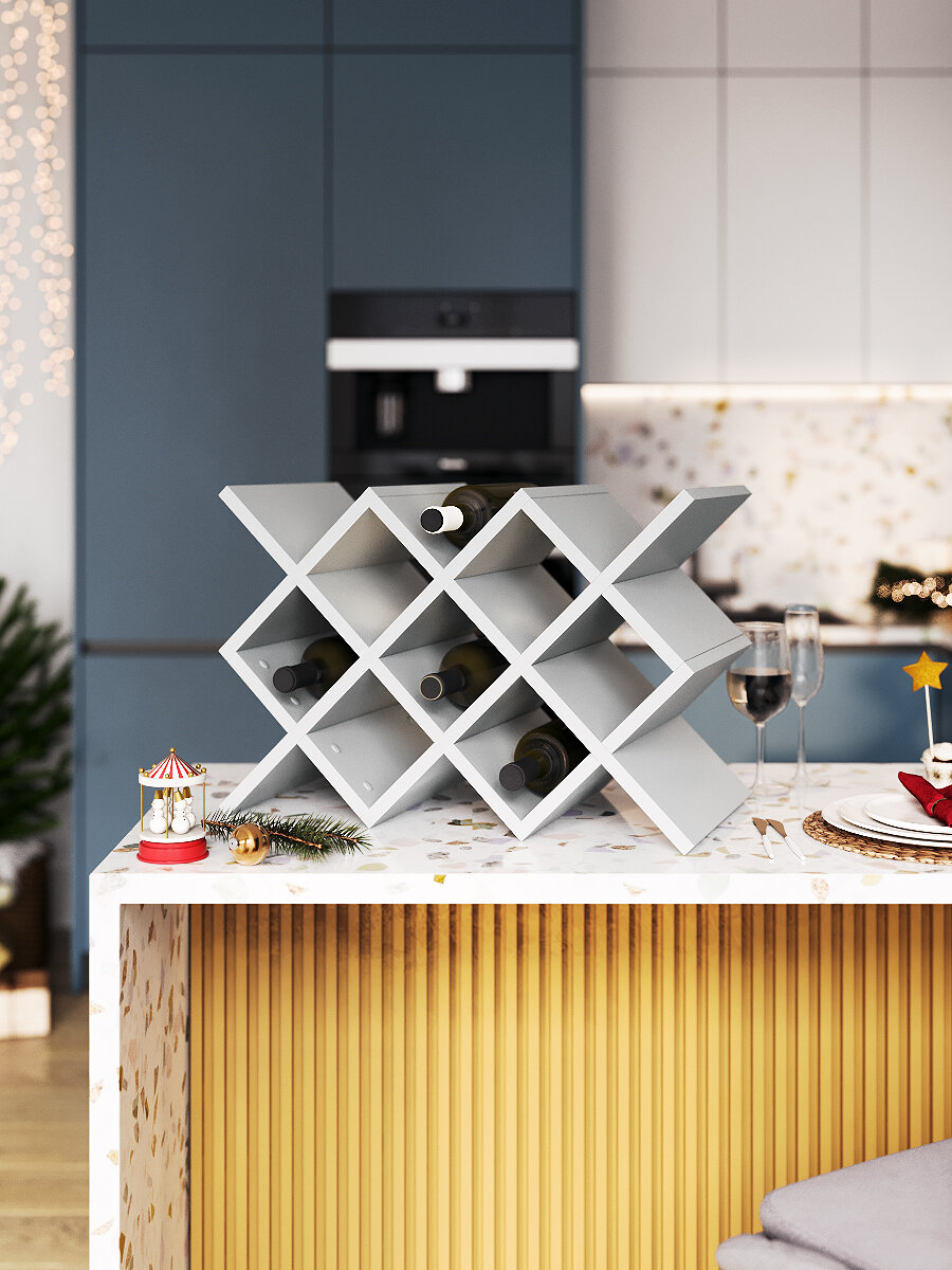 Стеллаж Граникум "Кофея" для хранения бутылок, винница, серый, ЛДСП