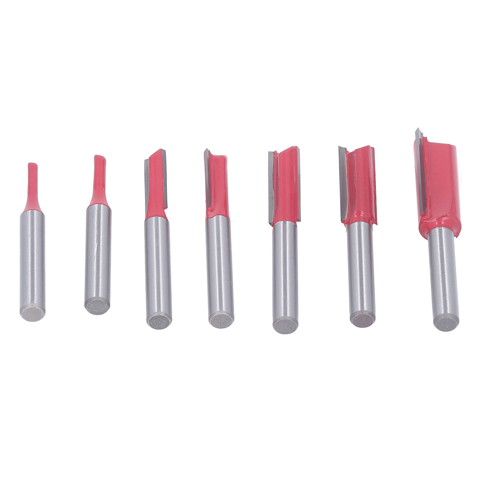 Набор из 7 прямых фрез с хвостовиком 6,35 мм из вольфрамовой стали для прорезки пазов и обрезки древесины