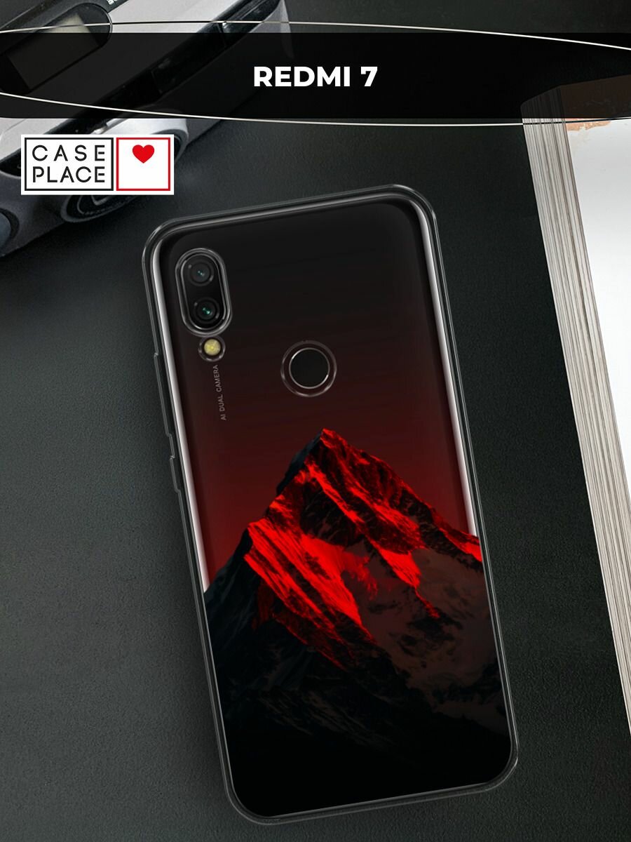 Чехол на Xiaomi Redmi 7 / Сяоми Редми 7 с принтом Красная гора 2, прозрачный