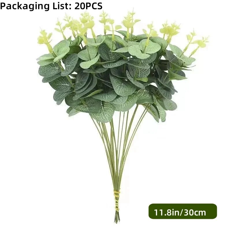 Искусственные Ветки Эвкалипта, Набор Для Декора Свадеб И Дома, 20/40/60 Штук, Оптовая Упаковка, Пластиковые Цветочные Ветки