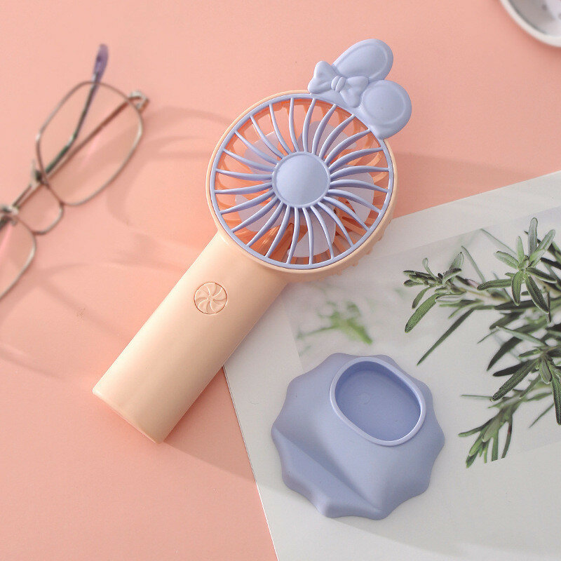 Вентилятор cartoon usb rechargeable handheld fan с держателем для телефона, портативный и бесшумный, настольный, модель n97k, бренд stylef