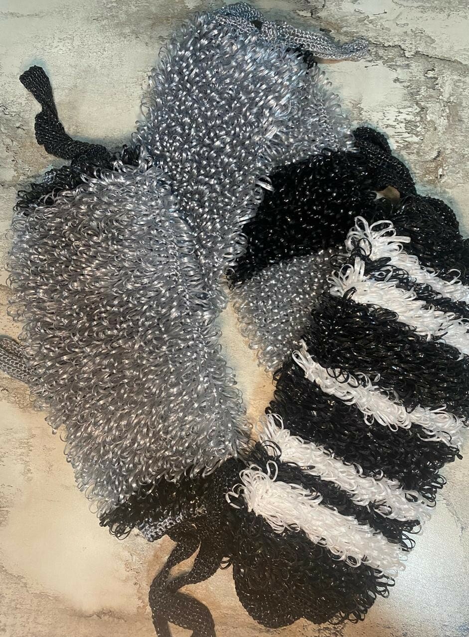 Мочалка ручной вязки_Мочалим_серого оттенка