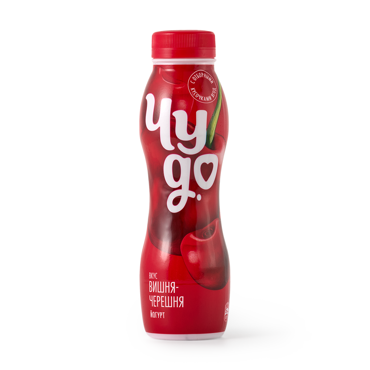 Йогурт Чудо Вишня и черешня, питьевой, 1,9% жирности, пластиковая бутылка, 260 г