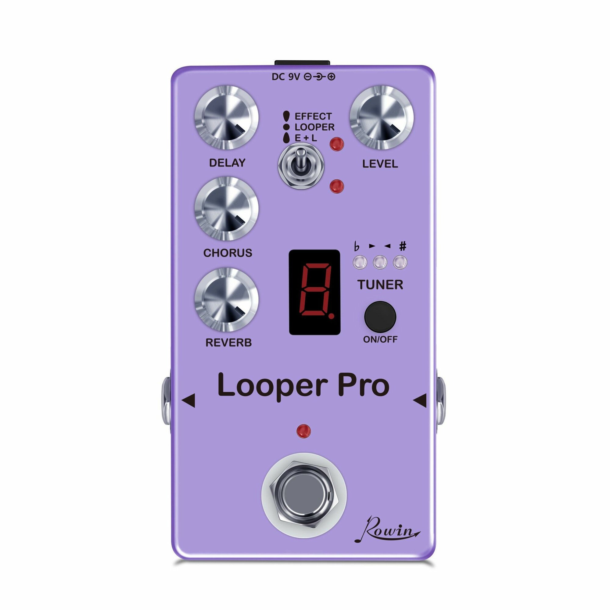 Rowin RE-05 Looper Pro Многофункциональная гитарная педаль с 5 различными эффектами и 10 - минутным круговым шунтом