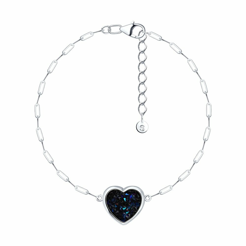 Браслет, серебро, 925 проба, родирование