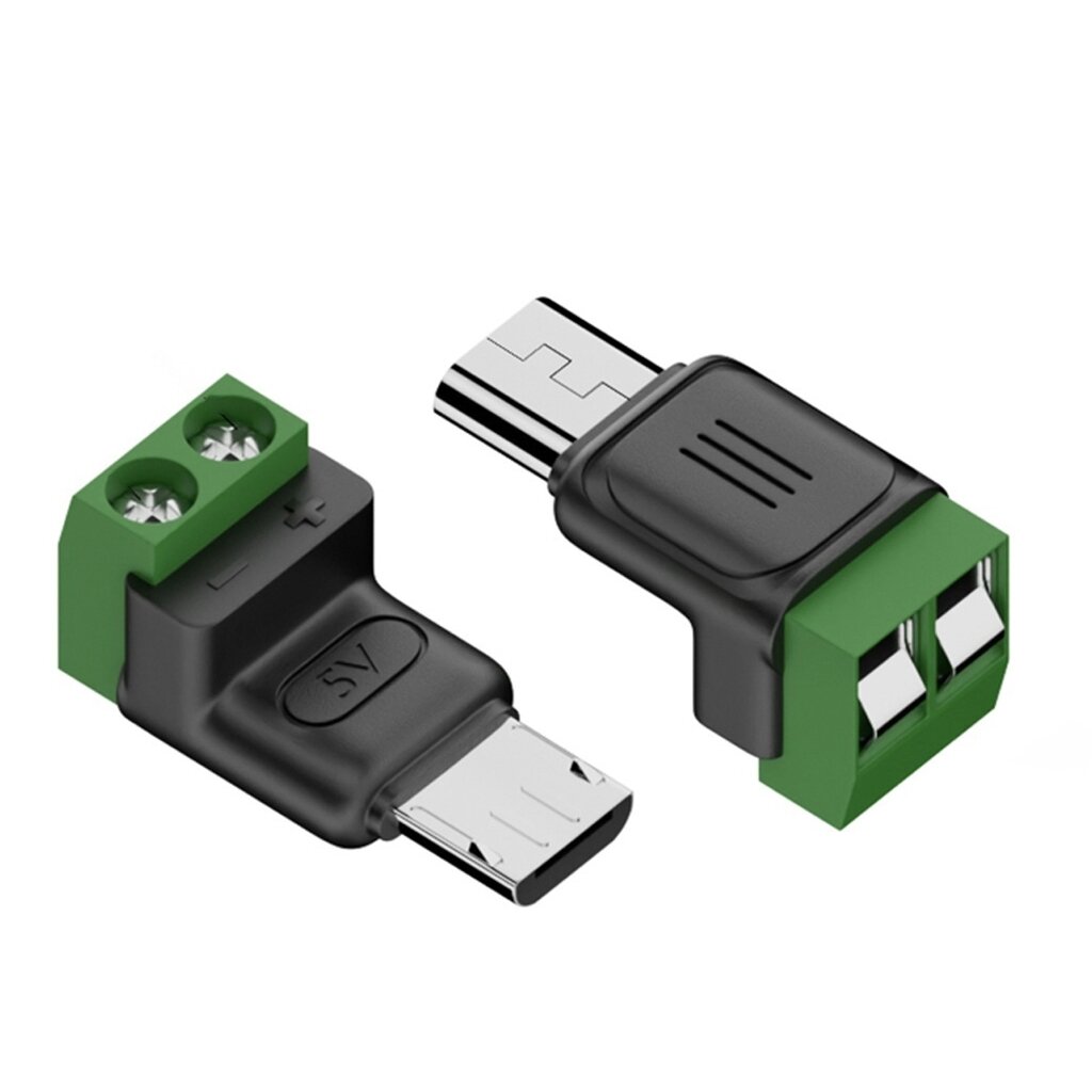 Адаптер Micros USB для беспаянной 2-контактной клеммы для зарядки телефонов планшетов 5V3A С вентилятором и лампой Micros Male для 2-контактных клемм