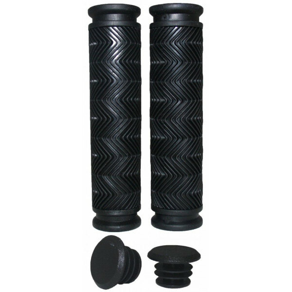 Грипсы резиновые черные с заглушками , длина 120 мм H-G 37