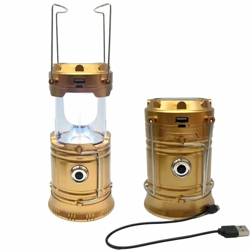 5800 золотой солнечный выдвижной фонарь уличная походная лампа с зарядкой USB Type-C палаточная портативная