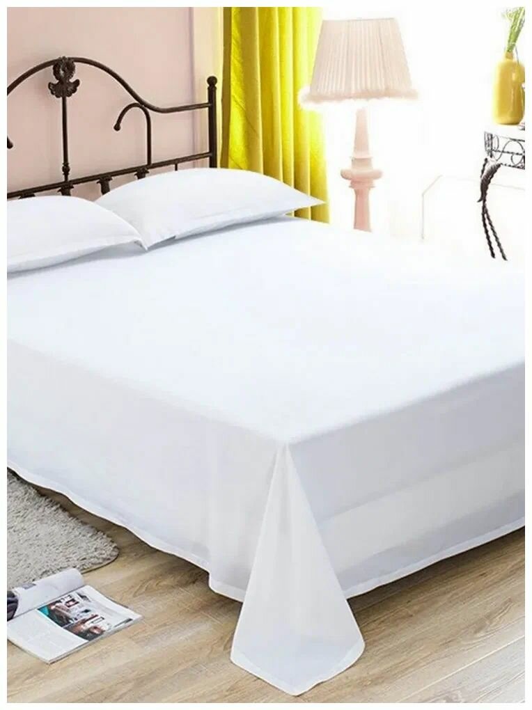 Простыня поплин 2-спальная (180х215 см), 115 гр/м2, 100% хлопок, белая