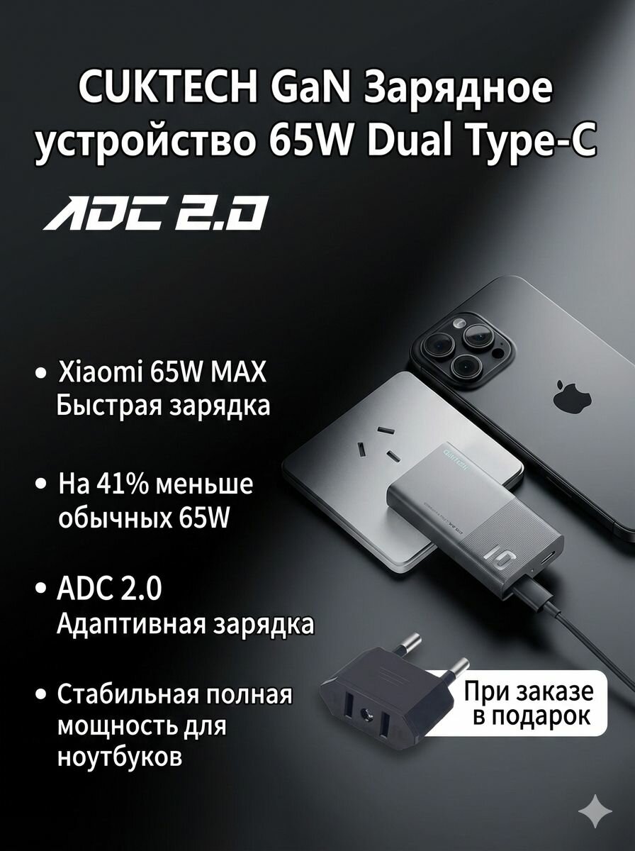 Арядное устройство Cuktech №6 Slim 65W GaN Charger