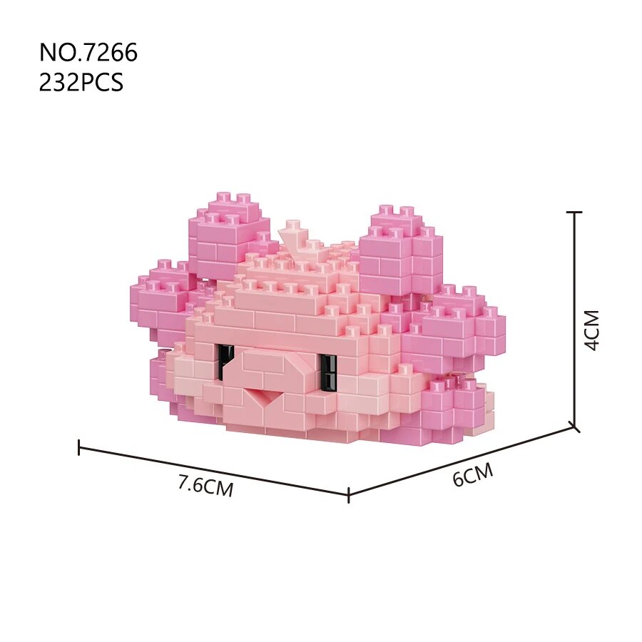 MINISO Розовый аксолотль из блоков, 232 детали, 7266