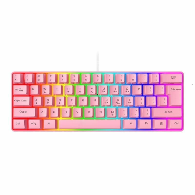 Игровая клавиатура RGB с медиа-клавишами, Розовый