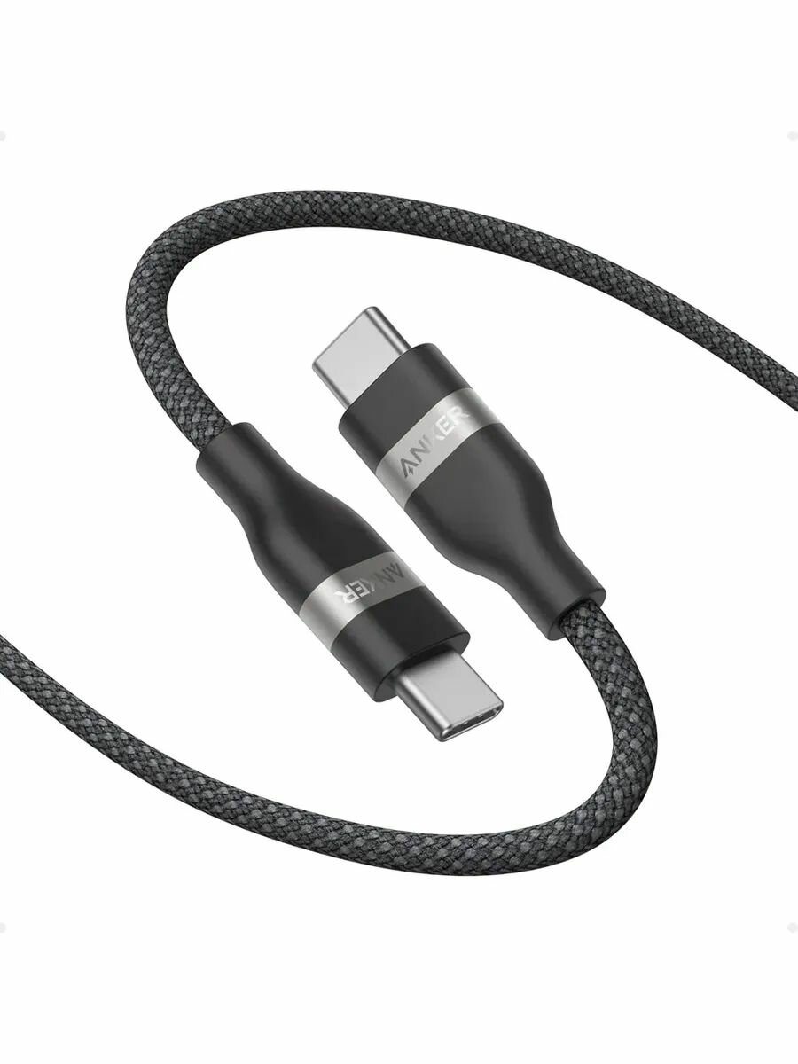 Anker USB Type-C - USB Type-C Cable (240W, Upcycled-Braided) A82E2 1.8 м, черный, кабель для зарядки