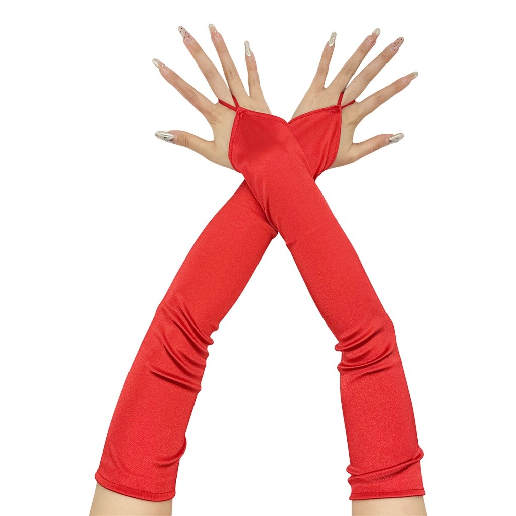 Атласные перчатки с длинным крючком в стиле ретро 1920-х годов- красный