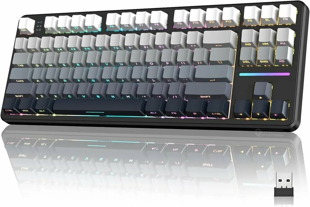 ATTACK SHARK Игровая клавиатура беспроводная X87, Английская раскладка, черный, белый
