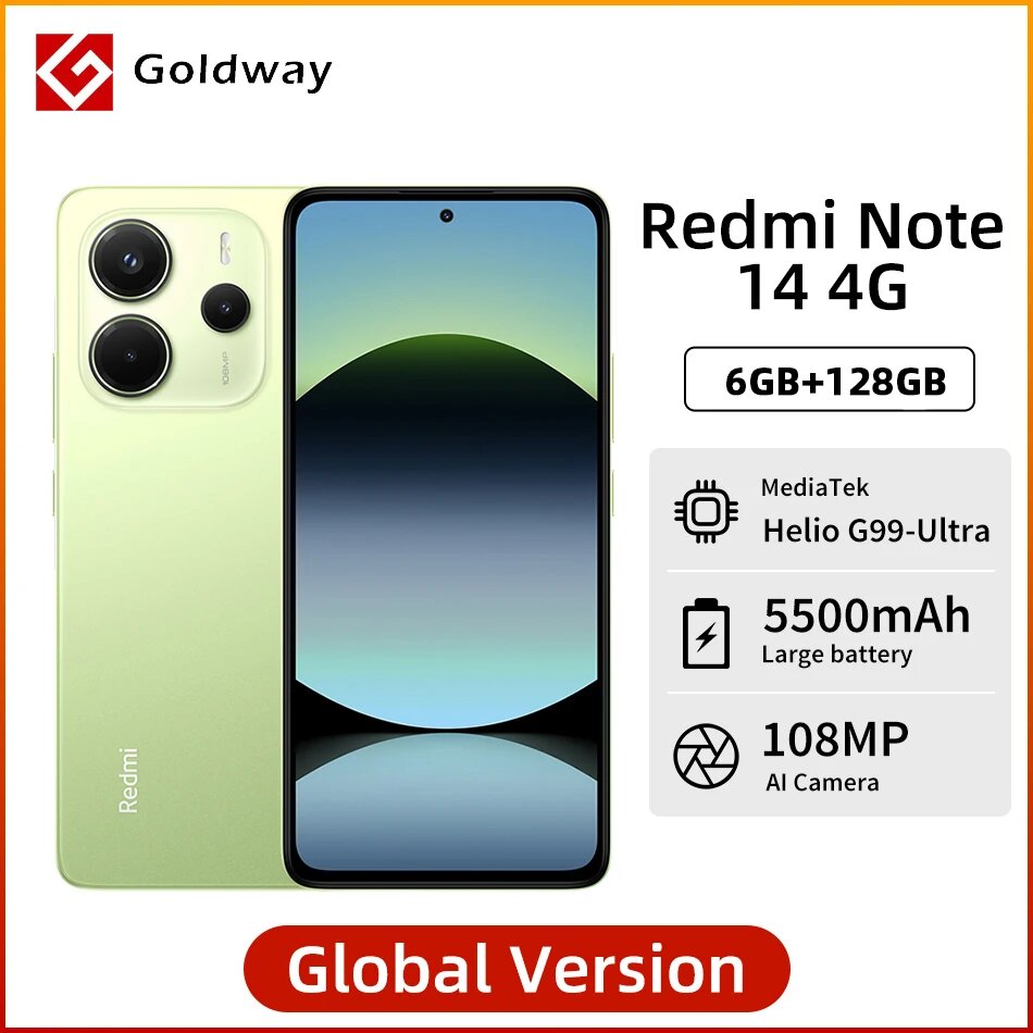 Смартфон Xiaomi Redmi Note 14 4G, 6/128ГБ, global