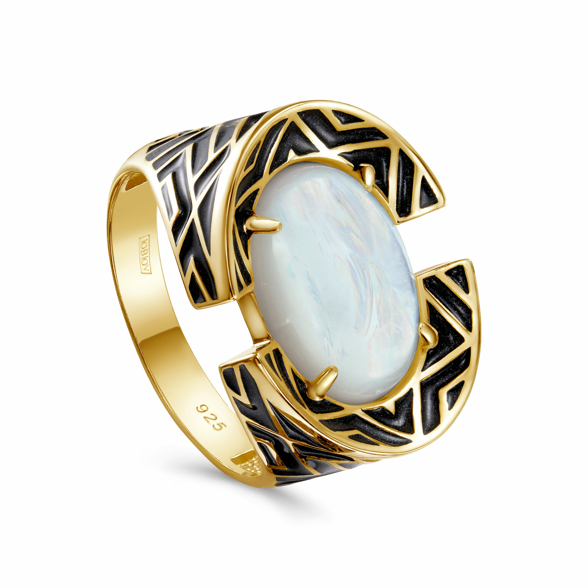 Кольцо тонкое, серебро, 925 проба, лунный камень