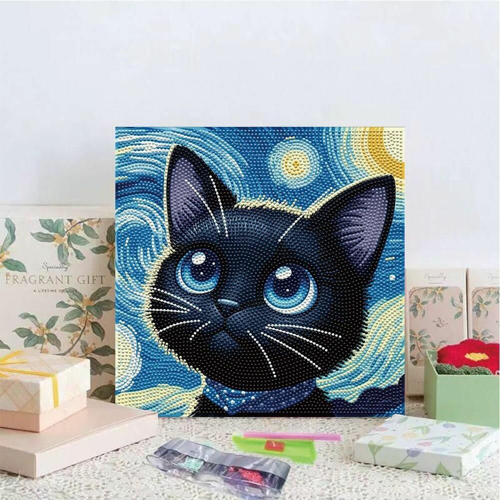 Картина из страз с котенком, DIY алмазная вышивка, ручная аппликация, милая картина для украшения дома