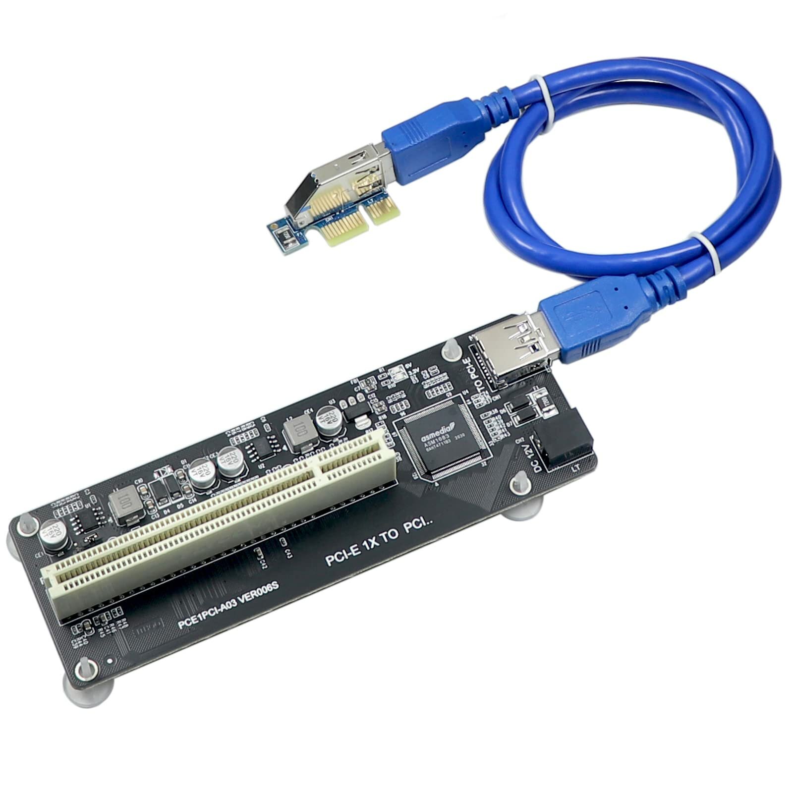 Адаптерная карта PCIe to PCI, Конвертер PCI Express x1 to PCI, Расширительная карта PCI-e с кабелем USB3.0 для звуковой карты настольного компьютера, 1шт, чип ASMedia ASM1083
