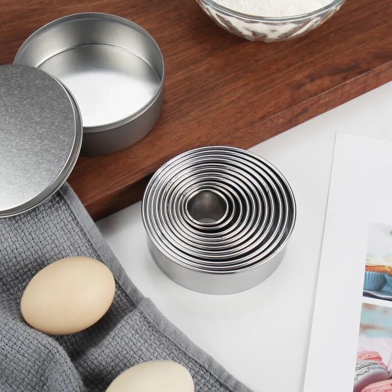 Кулинарное кольцо набор 11 шт, для выпечки пельменей, из нержавеющей стали, серый металлик, Китай