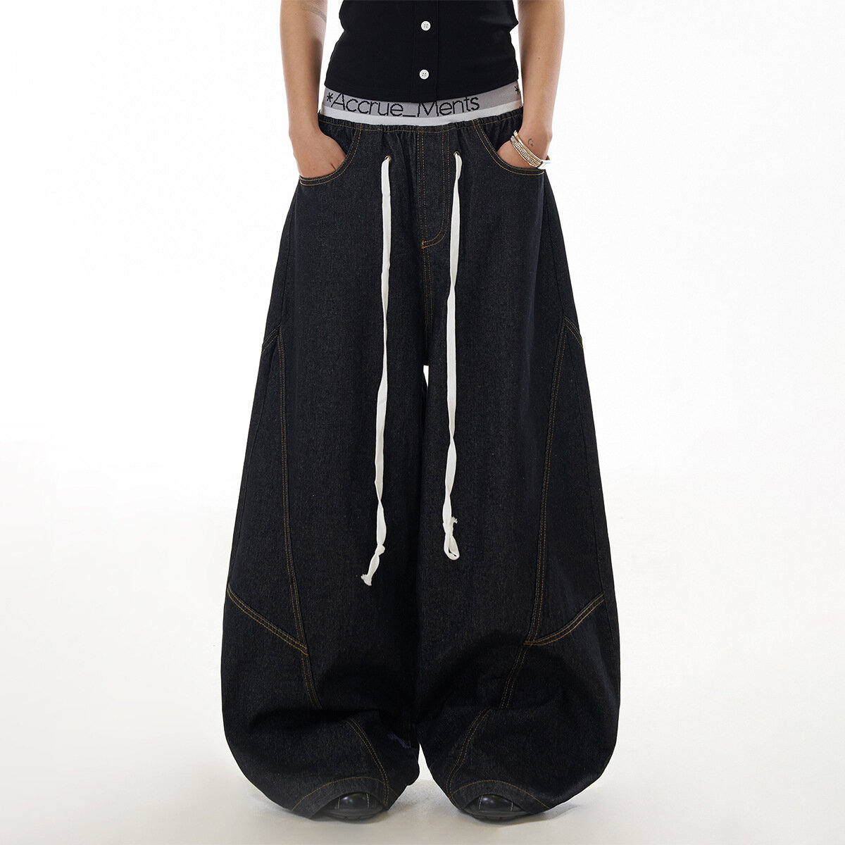 JYL Джинсы Мужские Буткют Винтажные Дизайн Свободные Широкие Длинные Деним, Размер_XXXL