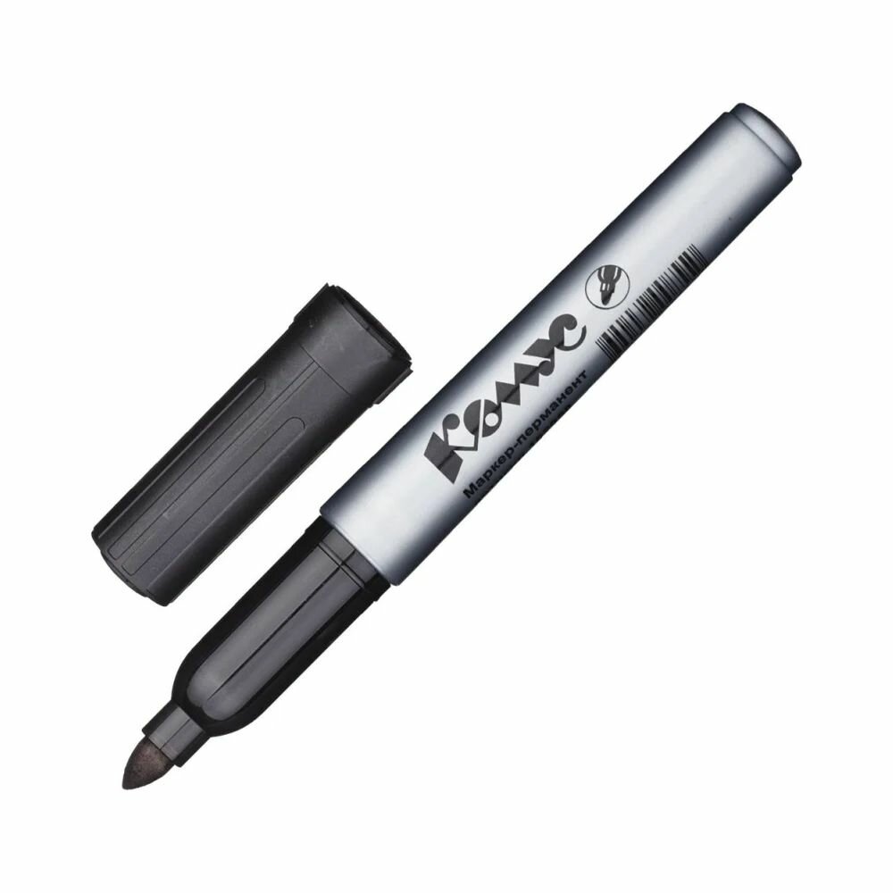 Перманентный маркер Комус PY2304 черный, 1-4 мм, круглый наконечник 162958