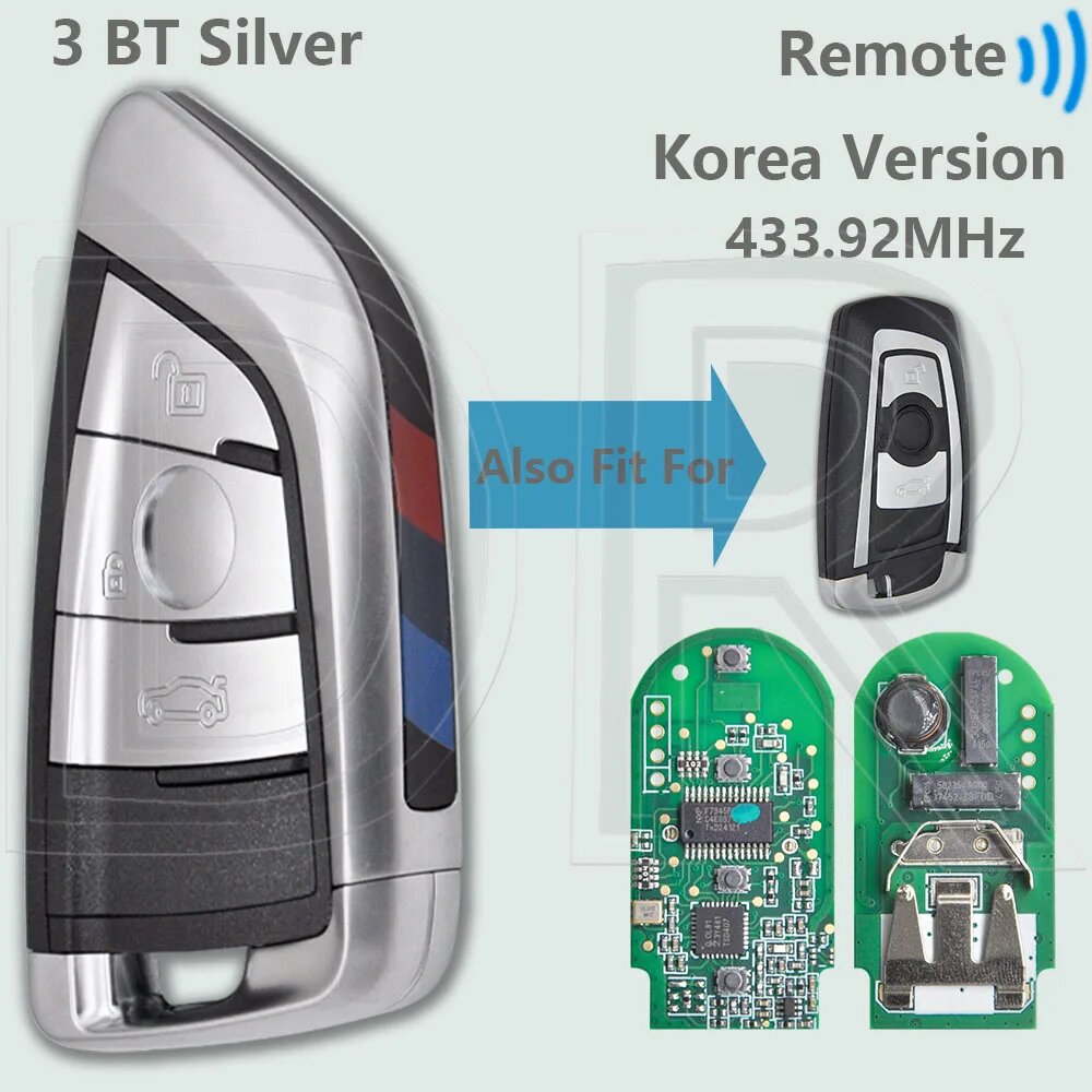 DR Корейская версия IDGNG2 KR HUF5663 KO 433,92 МГц ID49 PCF7945P Чип приближения FEM Автомобильный дистанционный ключ для BMW 3 5 серии X3 X5 X6 3 BT Silver