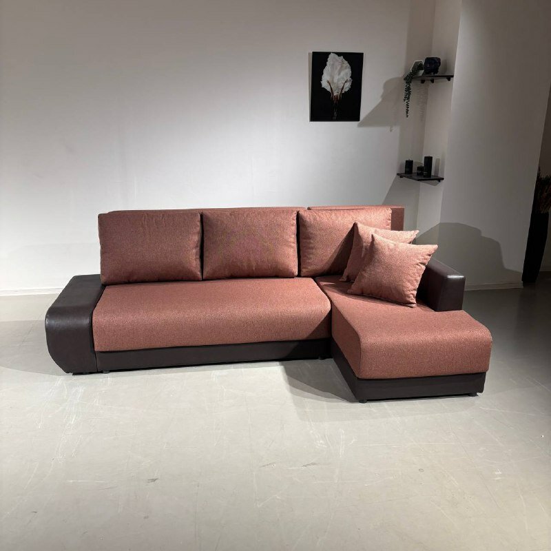 Диван, Диван-кровать Олимп-1 угловой, рыжий nice, механизм еврокнижка, левый угол 220х138х76 см