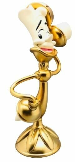 Эксклюзивный маятниковый хронометр Когсворт из коллекции Красавица и Чудовище представлен в золотых и бронзовых тонах с канделябром Люмьер