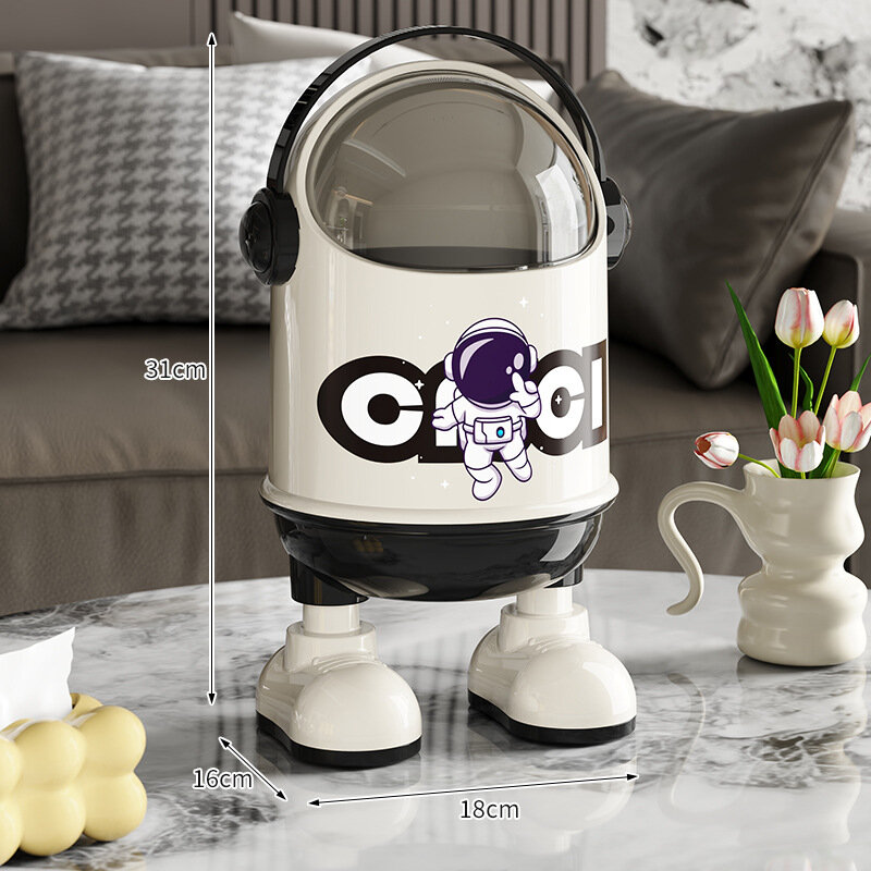 Настольная корзина для мусора в форме астронавта, офисная урна для хранения отходов, корзина для туалетной бумаги с откидной крышкой