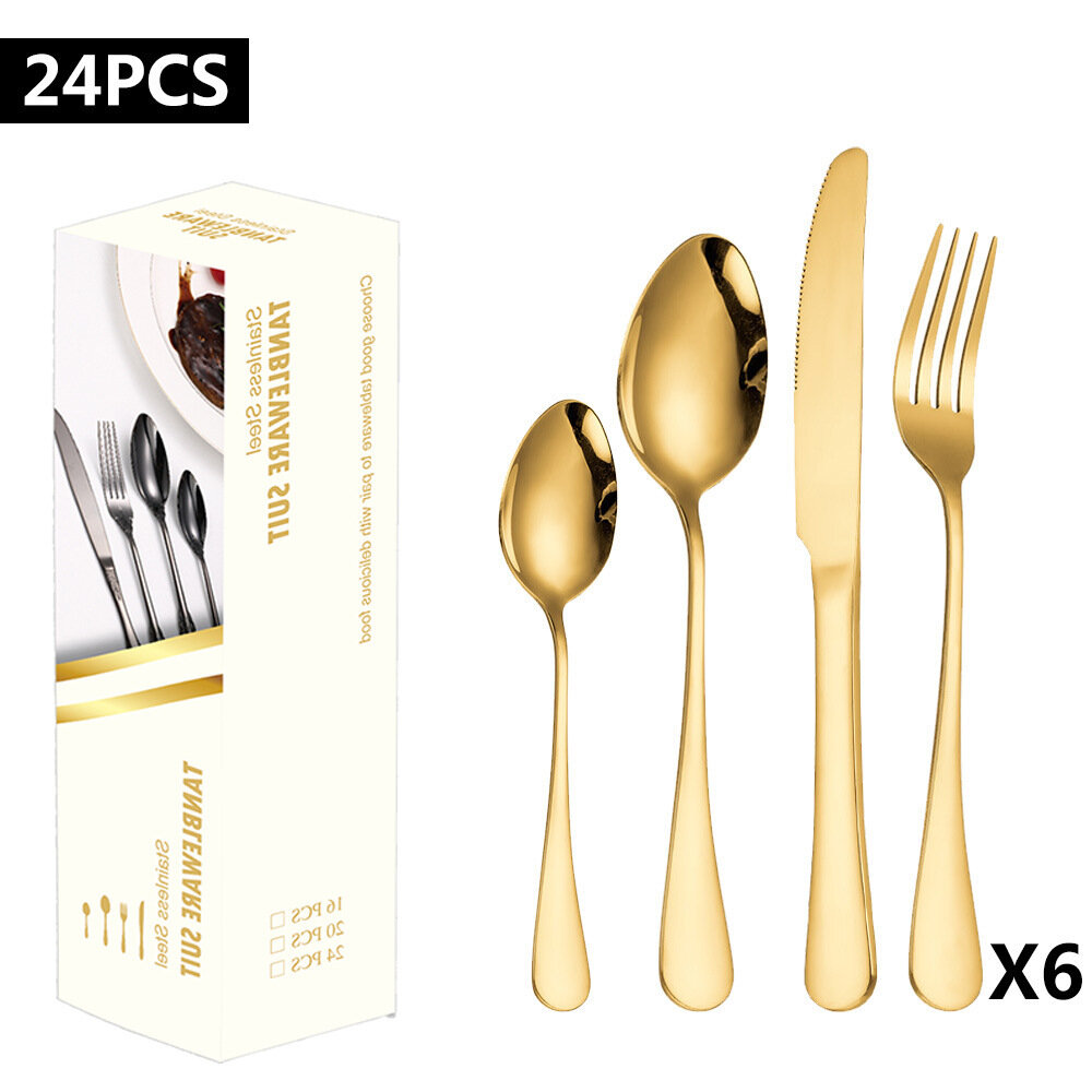 Международный бестселлер: набор столовых приборов из нержавеющей стали 1010, 24 предмета, набор ножей, вилок и ложек в западном стиле, подарочный набор столовых приборов.