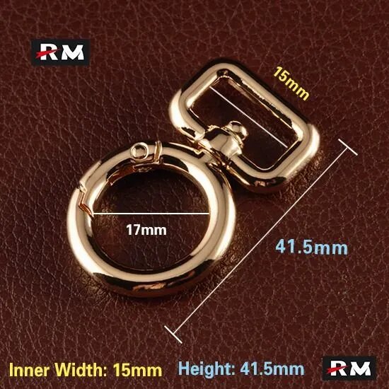 Карабин для сумок и рукоделия, Квадратное кольцо-пружина для хвоста, брелок, металл, Внутренний диаметр 15 мм, Стиль A-золотой, Премиум-издание, 2 шт