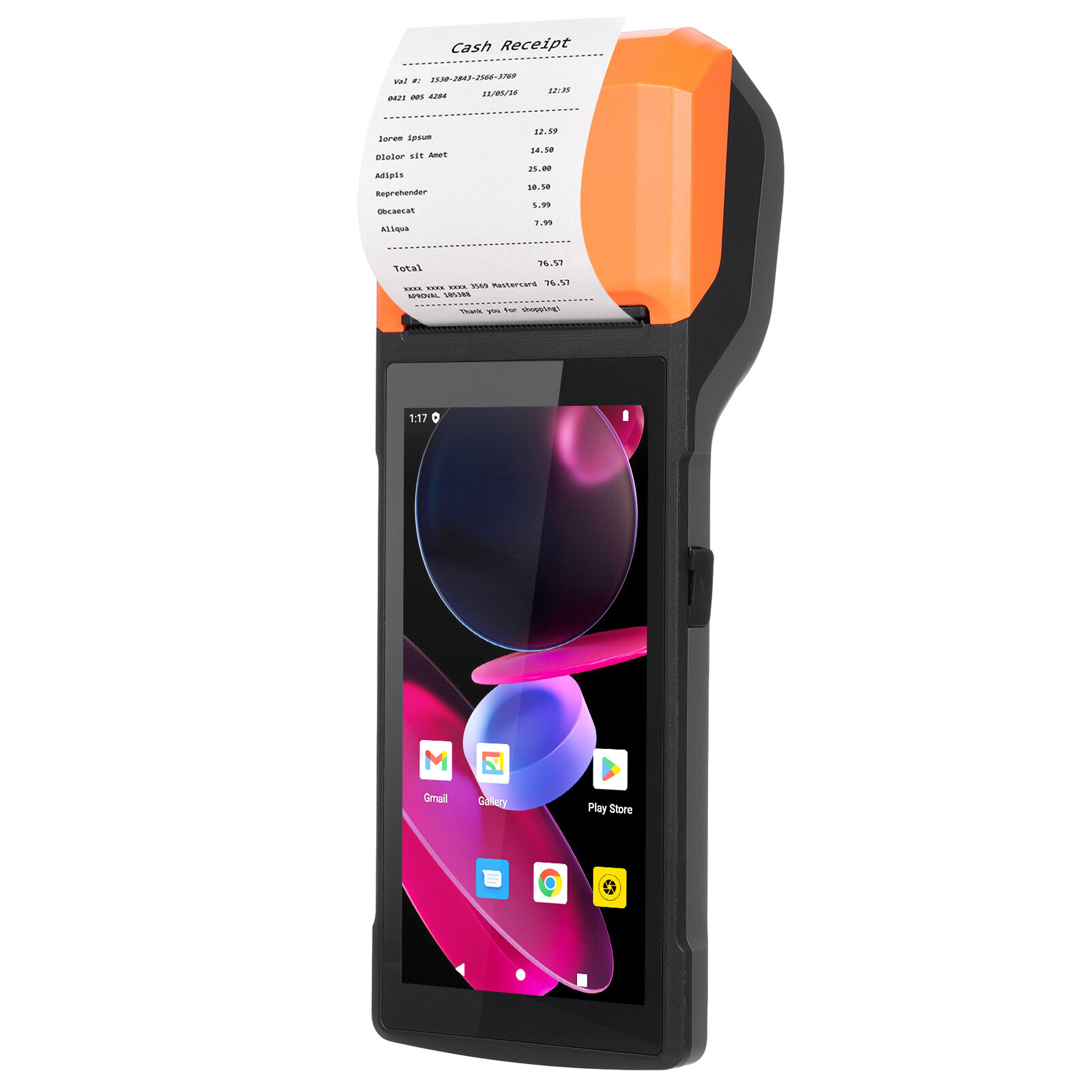 Ручной терминал POS-принтер PDA Android 13.0 с поддержкой сканера штрихкодов 1D и сканирующей головки 2D, чтения карт NFC 4G, коммуникации WiFi BT, 5,5-дюймовым сенсорным экраном, термическим печатью этикеток шириной 58мм для супермаркетов, ресторанов,