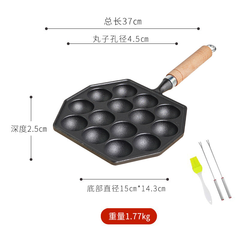 Чугунная форма для такояки без покрытия, антипригарная сковорода для яиц, форма для перепелиных яиц, инструмент для гриля с креветками