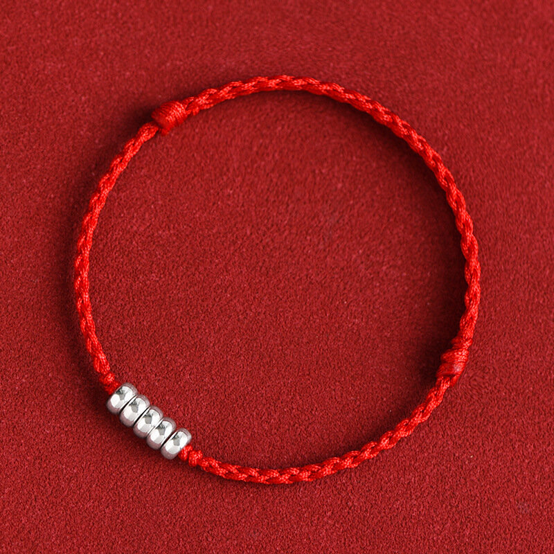 2025 Новый чистый серебряный браслет с красной нитью для детей, мужчин и женщин, год зодиака Кролика, плетеный браслет, новая модель