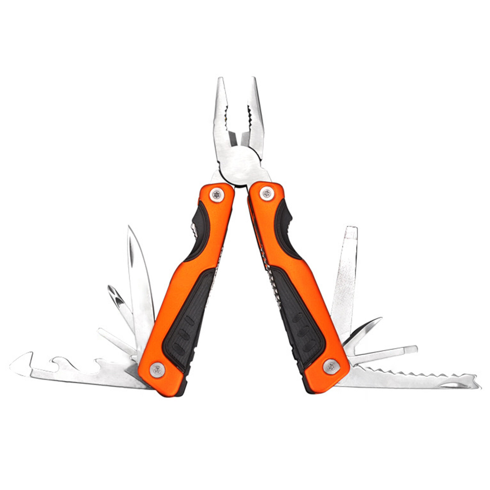 Переносной мультитул ножницы из нержавеющей стали с отверткой, отворотом для бутылок, зубчатым кромкой для кемпинга, рыбалки и походов Оранжевый 1 шт