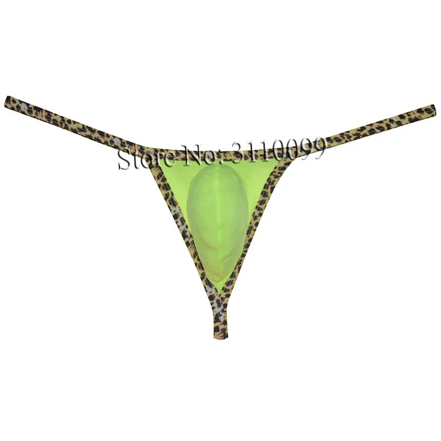 Мужские леопардовые стринги из ледяного шелка М, Apple Green