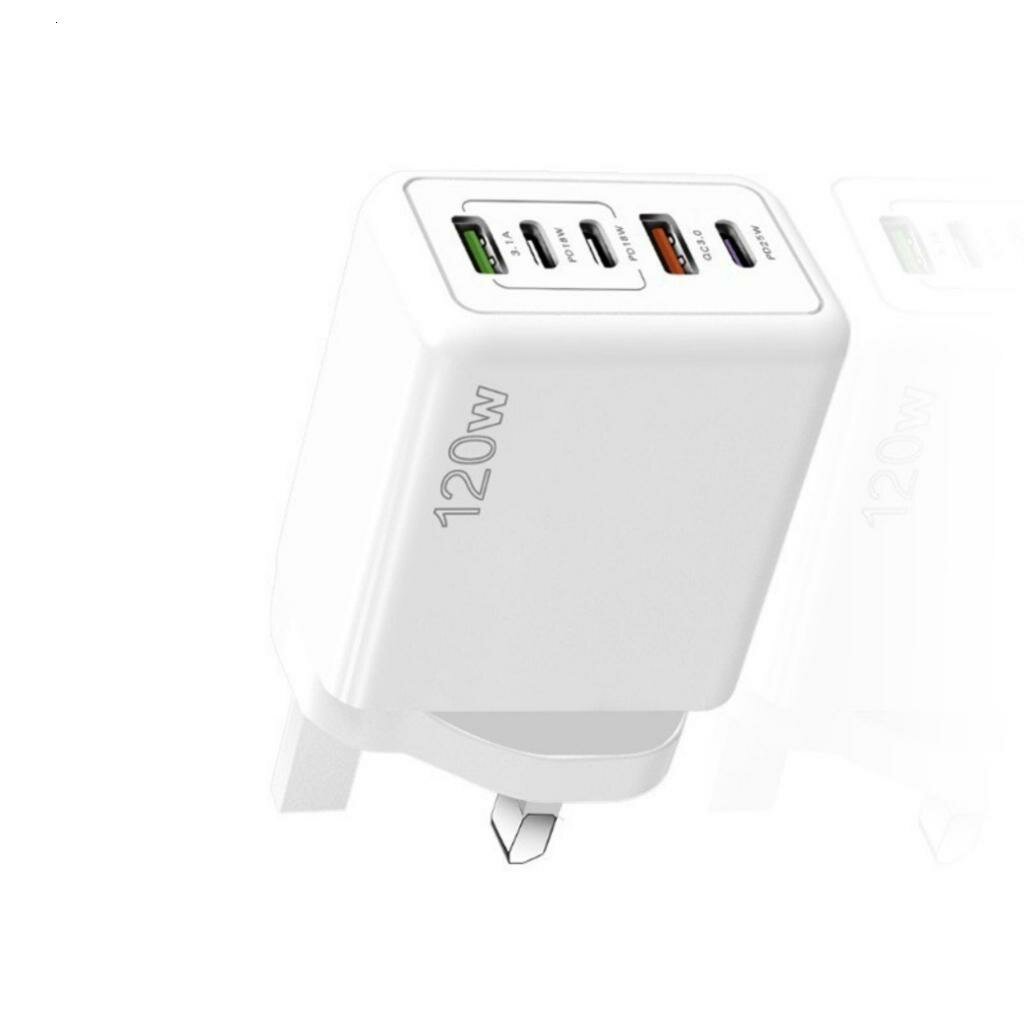 USB-C адаптер питания 120 Вт, 5 портов, Белый - UK
