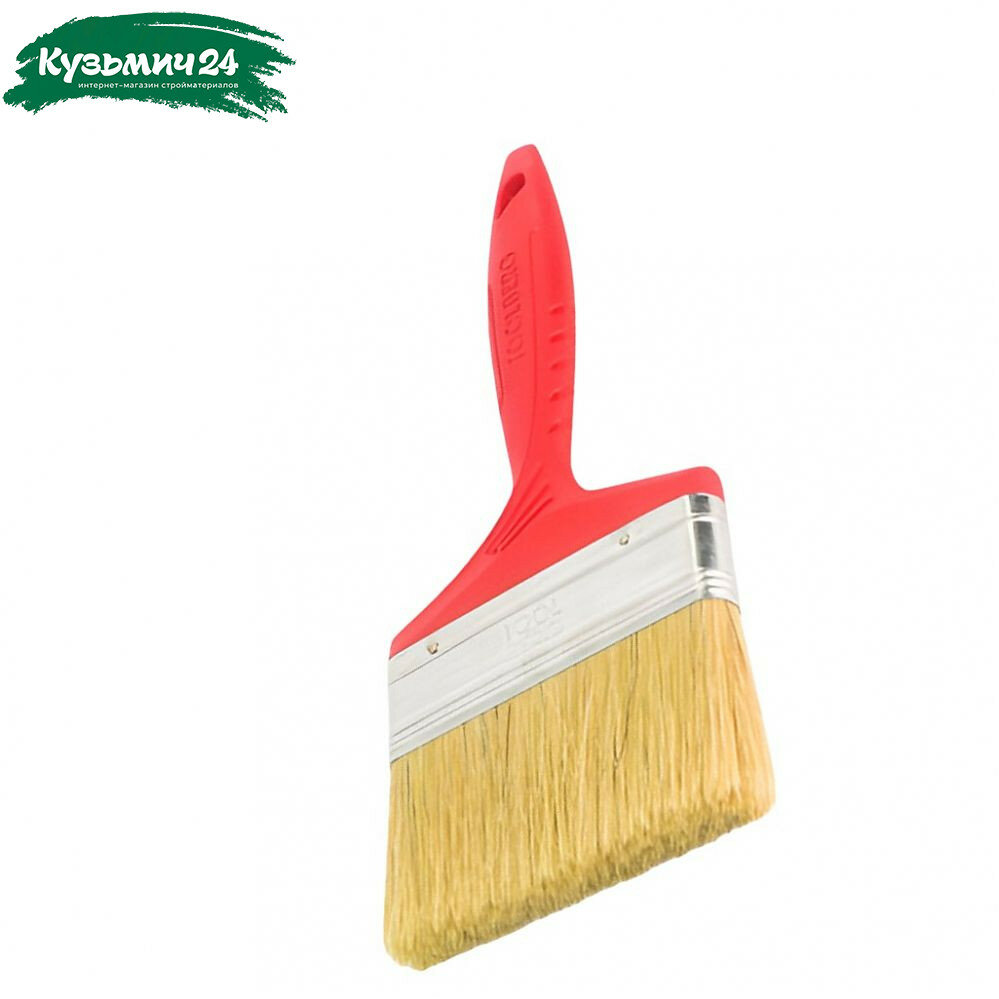 Кисть плоская Toolberg Классик-Эксперт 0112126, натуральная щетина, 100 мм, пластиковая рукоятка