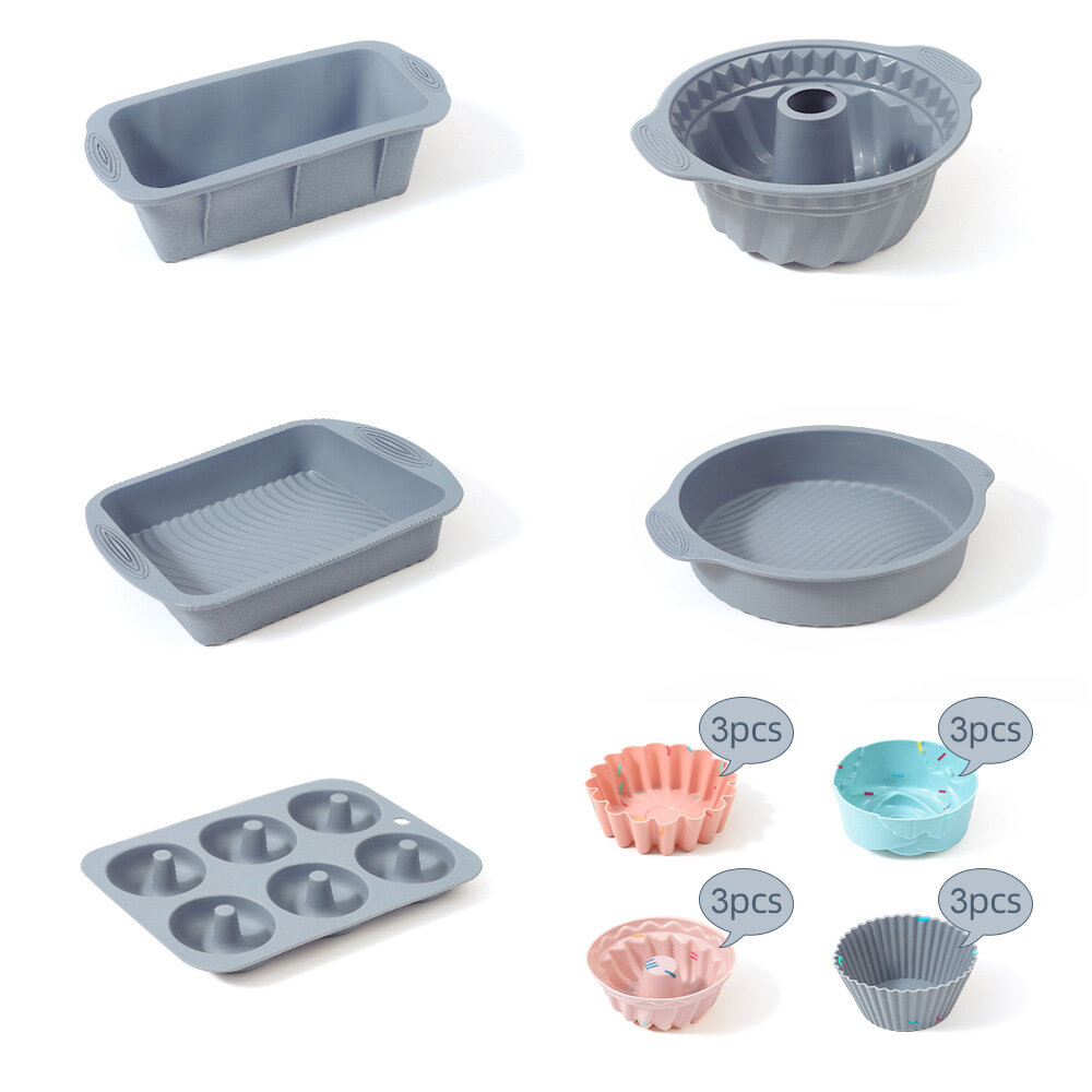 Кросс-бордерная силиконовая форма для выпечки, устойчивая к высоким температурам, набор из 6 предметов для выпечки, оптовая форма для пончиков пищевого качества